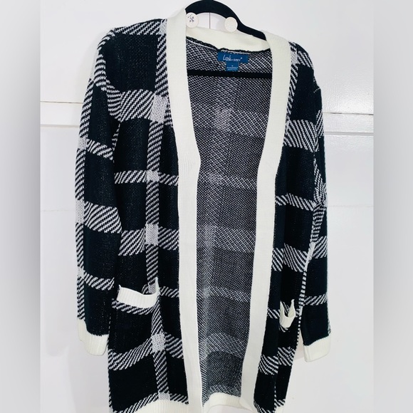 Lark + Grey | Sweaters | Lark Grey Checkers Black And White Knit ...